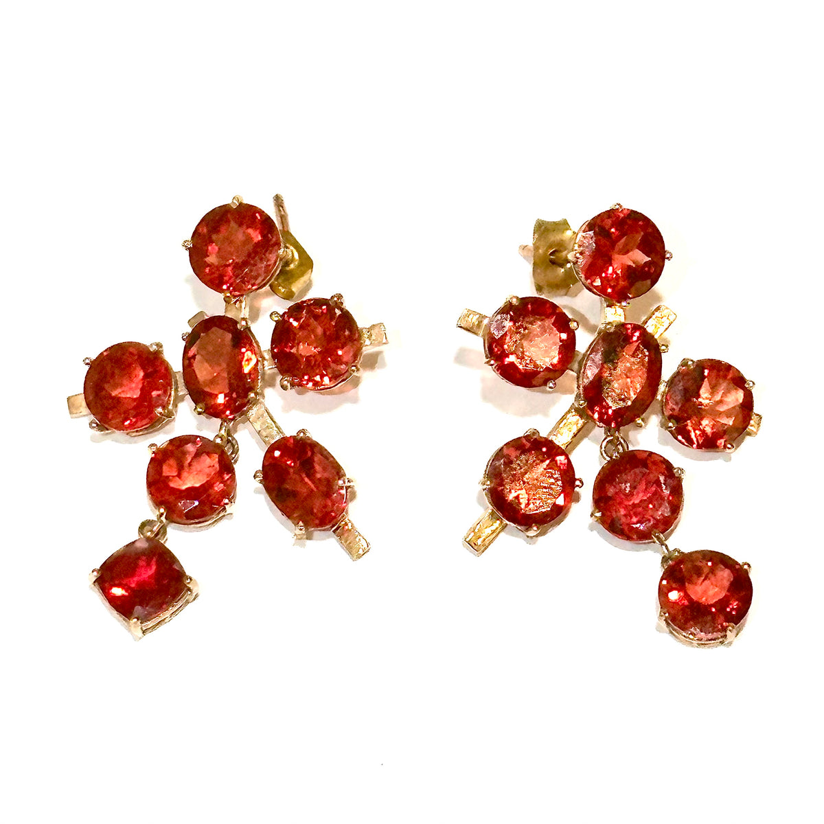 9ct Yellow Gold Red Andalusite Drop Earrings – Tresors Sydney