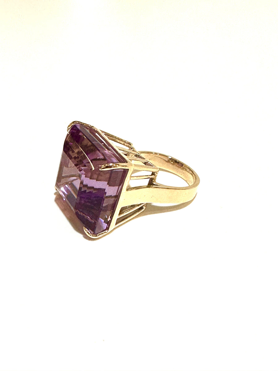 9ct Yellow Gold 49ct Large Square Cut Amethyst Ring Its Big! – Tresors ...