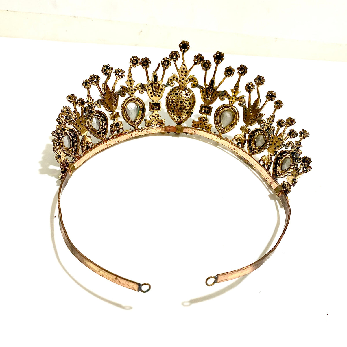 European Brass, Copper and Green Cubic Zirconia Tiara – Tresors Sydney