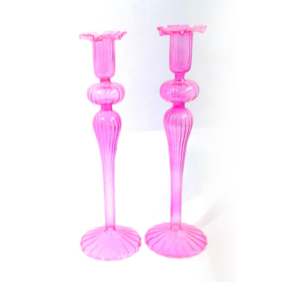 Hot Pink Glass Candlesticks – Tresors Sydney